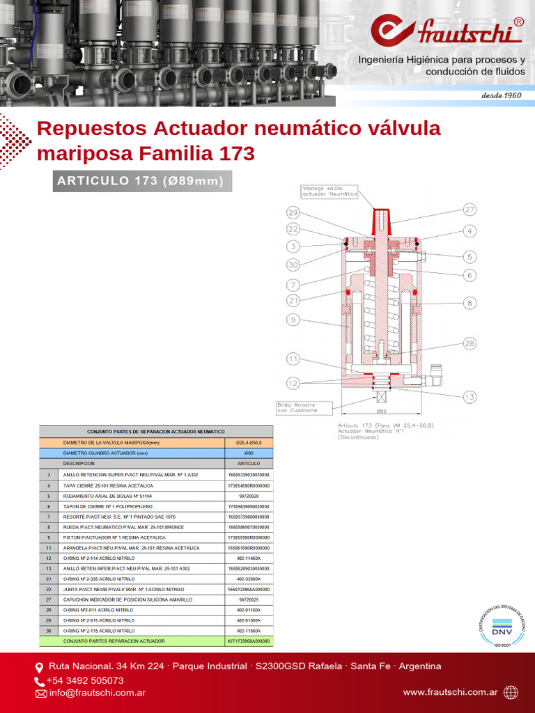 Repuestos Actuador Neumatico Valvula Mariposa (Familia 173) | PDF ...