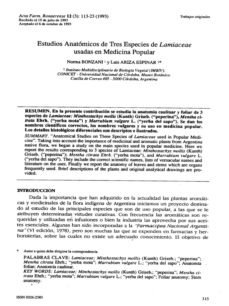 Peperina medicina popular | PDF | Biología
