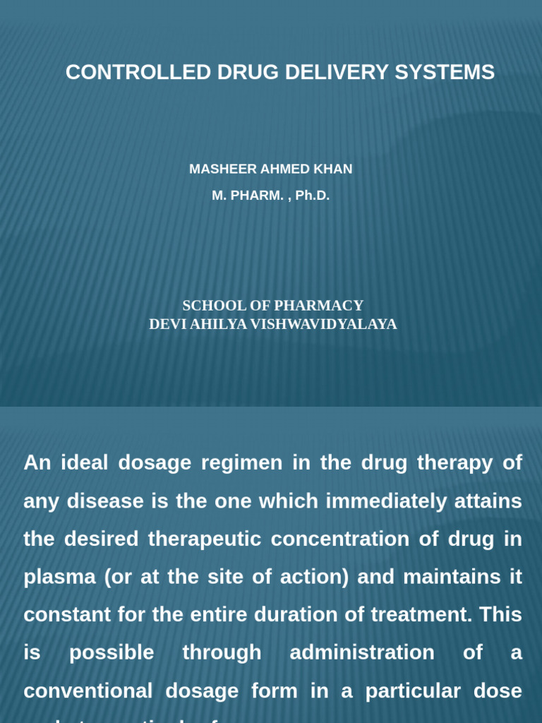 Optimizing Controlled Drug Delivery Systems | PDF | Dose (Biochemistry ...