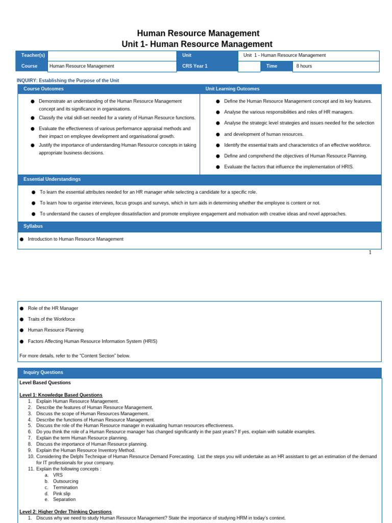Human Resource Management Overview | PDF | Human Resource Management ...