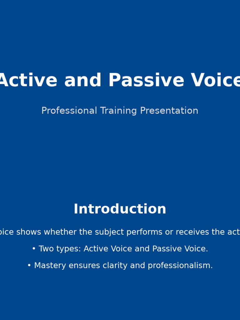 Active and Passive Voice Blue Gradient | PDF