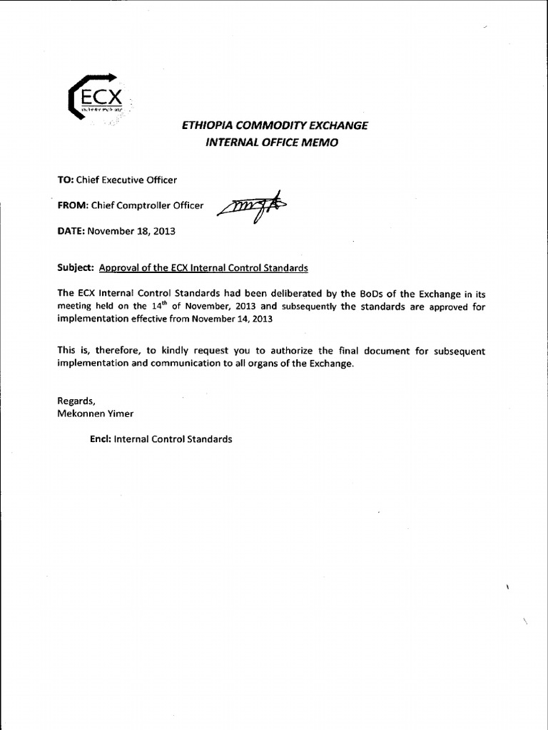 ECX Internal Control Standards Approval | PDF | Internal Control | Risk