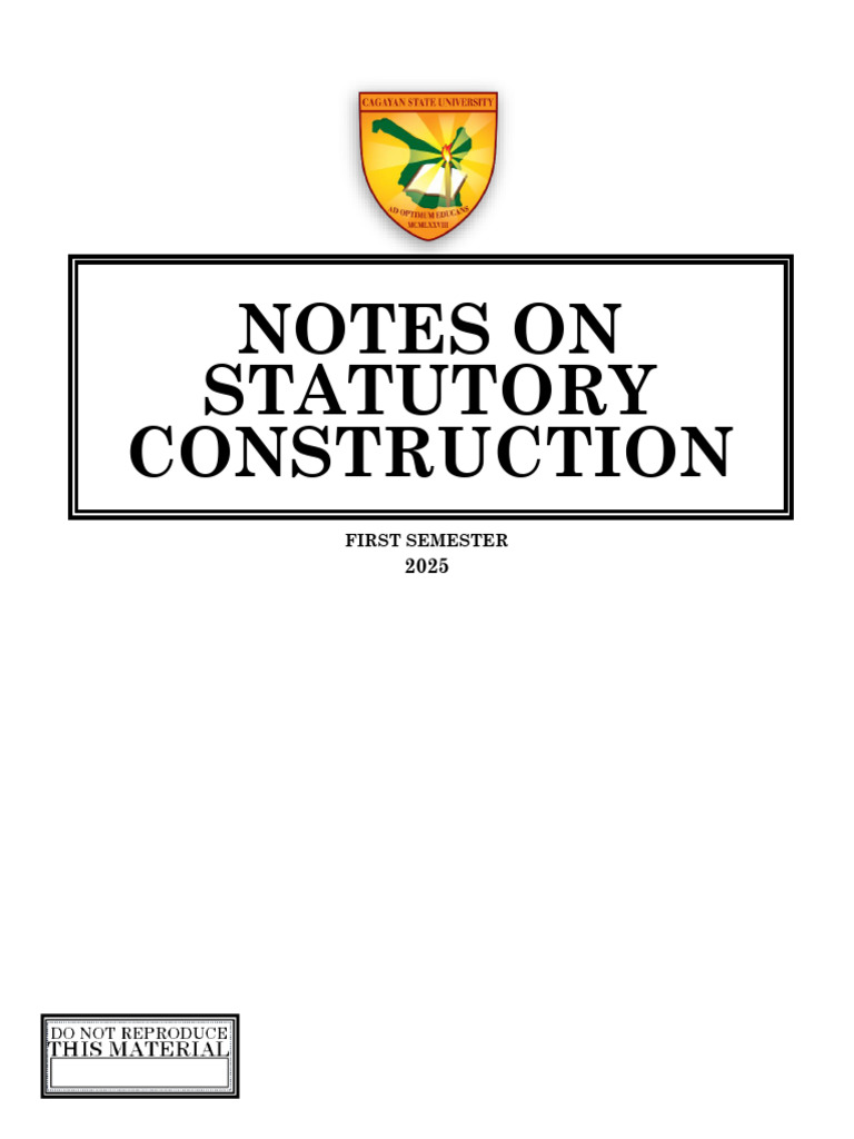 Statutory Construction Notes 2025 | PDF | Overbreadth Doctrine | Government