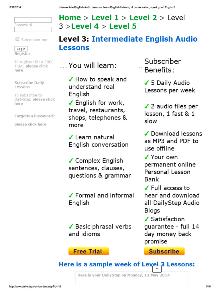 Intermediate English Audio Lessons | PDF | English Language | Language ...