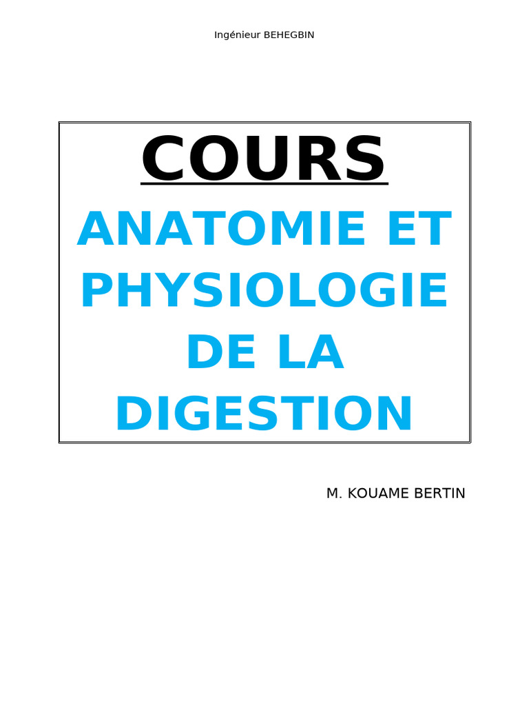 Anatomie et physiologie de la digestion | PDF | Tractus gastro ...