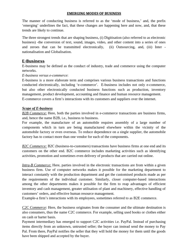 Emerging Trends in E-Business Models | PDF | Electronic Business ...