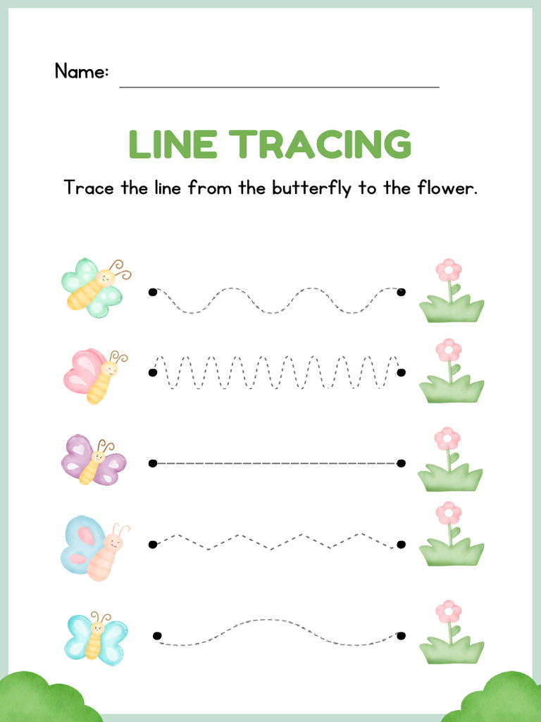 Butterfly Line Tracing Pre Writing Worksheet | PDF