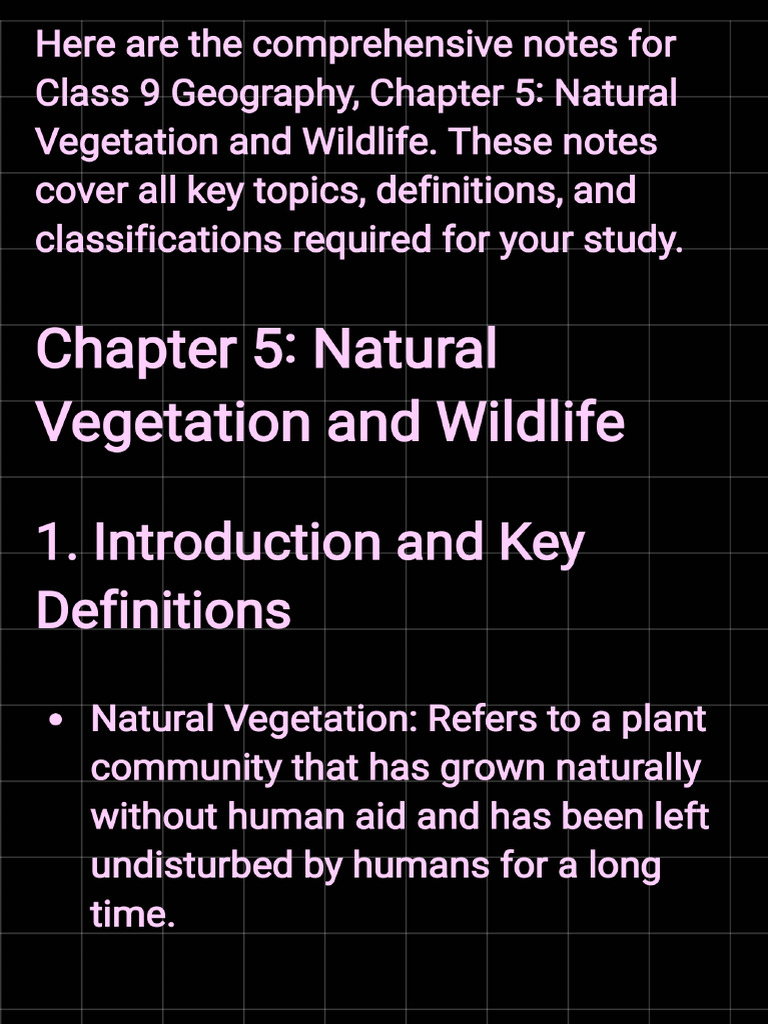 Natural Vegetation and Wildlife Notes | PDF