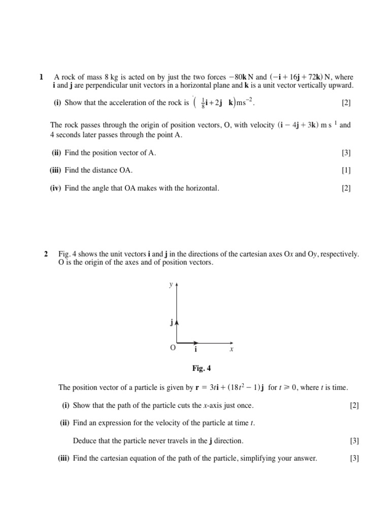 M1 Kinematics - 2D-3D Vectors & Calculus 2 QP | PDF | Velocity ...