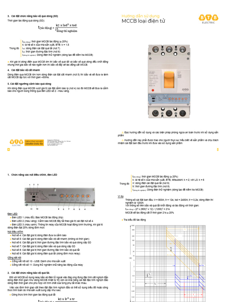 Instructions For Using MCCB Electronic Type VN | PDF