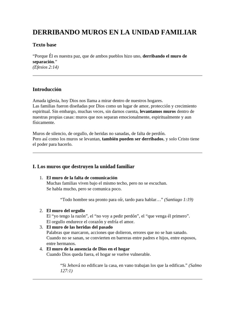 Derribando Muros en la Familia | PDF | Amor | Perdón