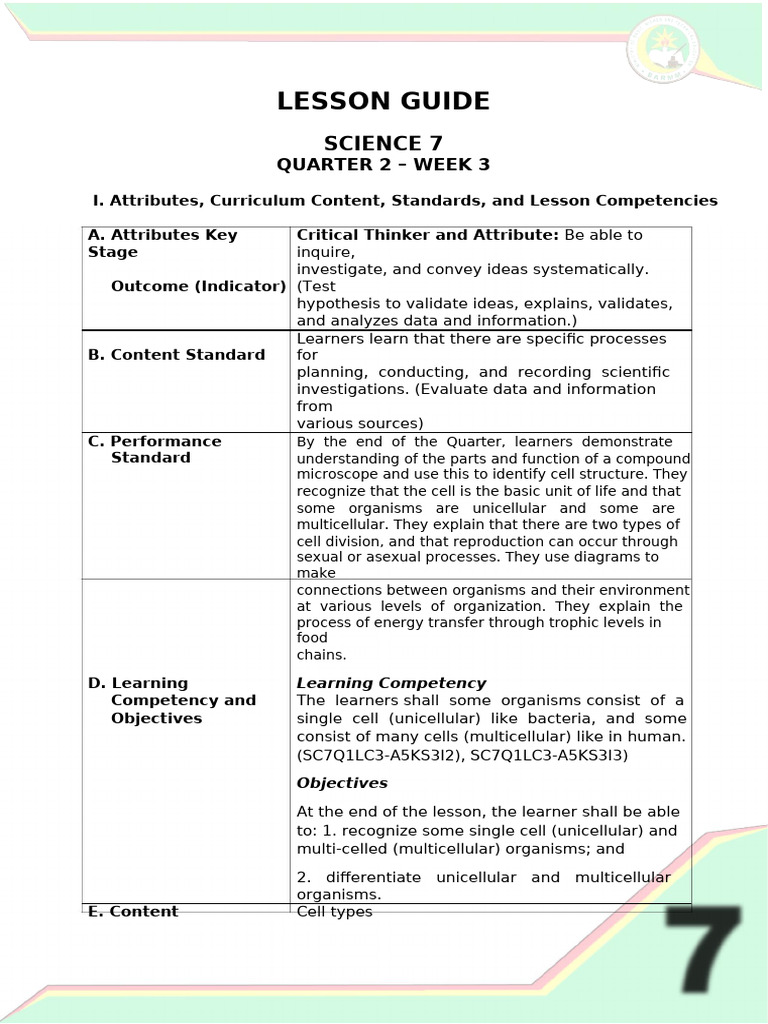 LG_G7_sci_Q2_W3-Copy | PDF | Cell (Biology) | Eukaryotes