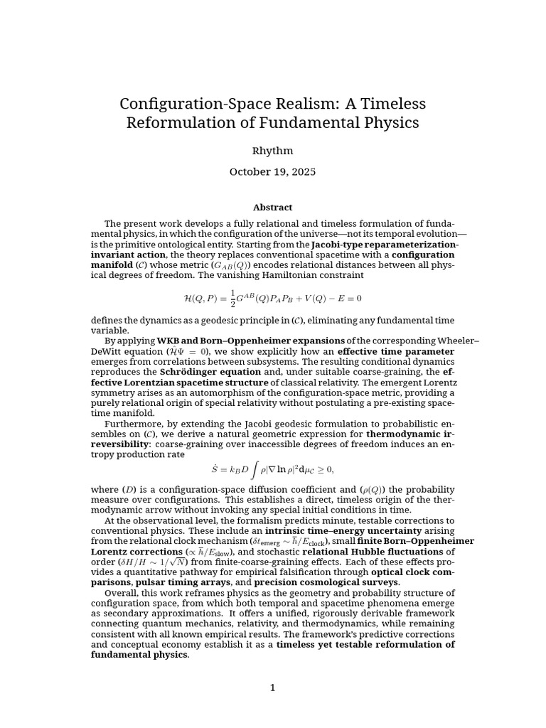 “Configuration-Space Realism a Timeless Reformulation of Fundamental ...