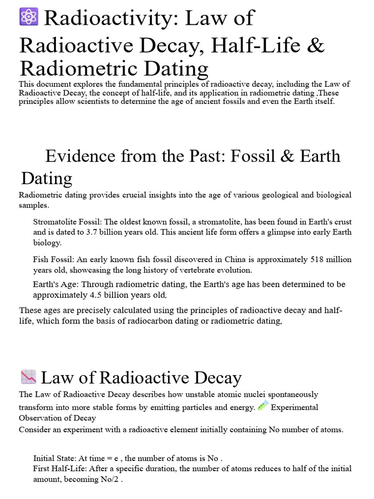 Radioactive Decay and Half-Life Explained | PDF | Radioactive Decay | Atoms