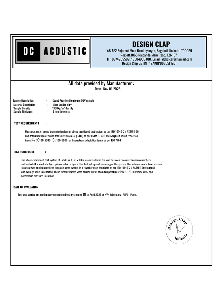 Sound Proofing Membrane Test Results | PDF | Acoustics | Sound