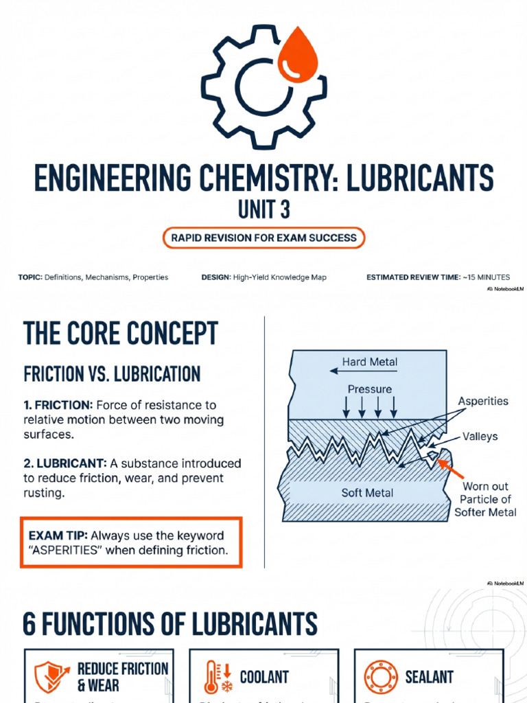 Engineering Chemistry Lubricants Rapid Revision | PDF