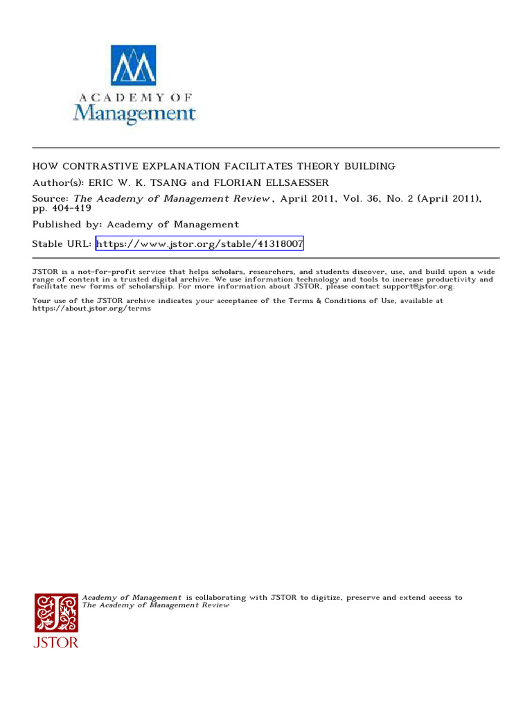 Contrastive Explanation in Theory Building | PDF | Causality | Theory