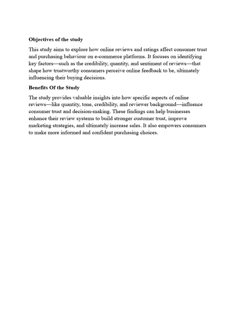 Objectives of the Study | PDF