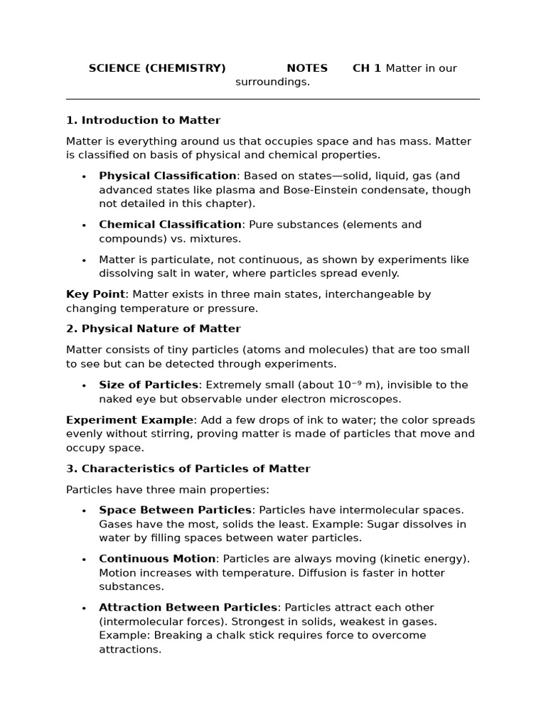 Ch 1 - Matter in our surrounding | PDF | Gases | Liquids