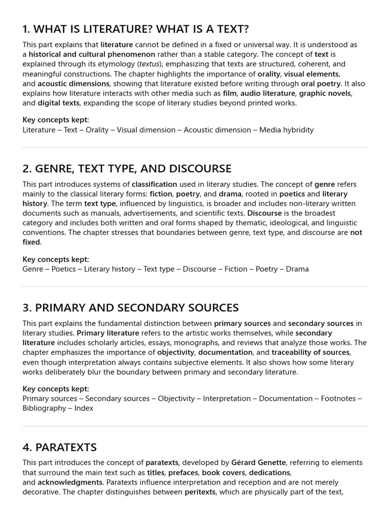 4 Core Concepts Research Paper an Introduction to Literature | PDF ...