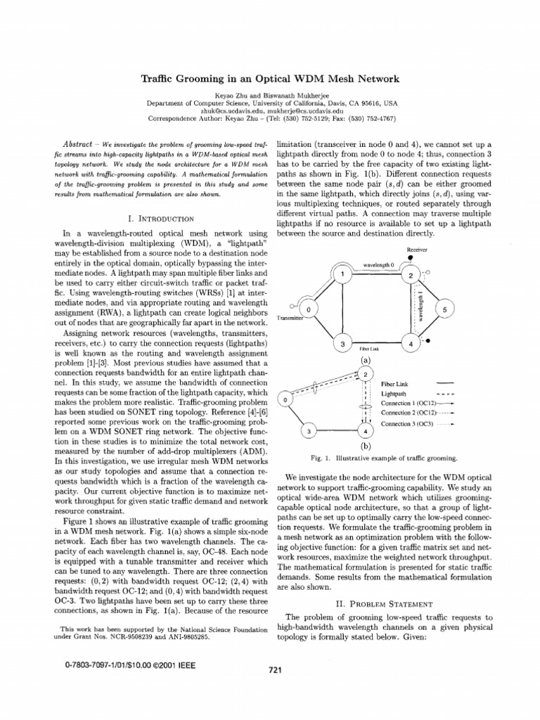 Traffic Grooming in an Optical Wdm Mesh Network | PDF | Wavelength ...