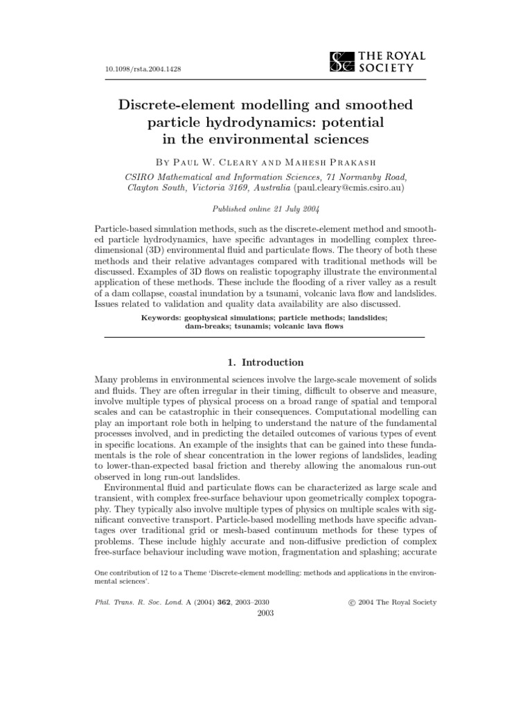 Particle-Based Modelling in Environmental Science | PDF | Force | Tsunami