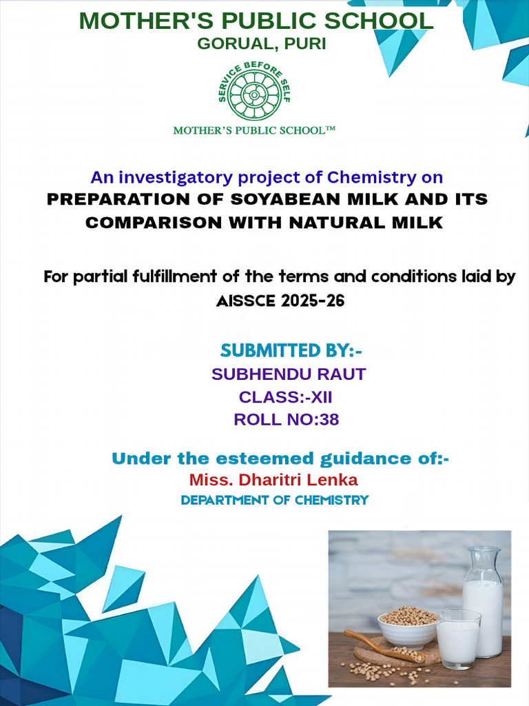 Soyabean Milk Class 12th Chemistry Project (1) | PDF