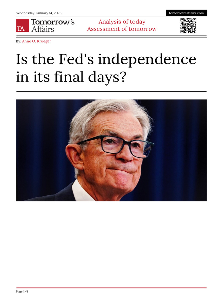 is_the_fed_s_independence_in_its_final_days_ | PDF | Inflation ...