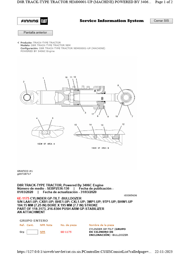 D8R Track-Type Tractor Parts List | PDF | Engines | Engine Technology