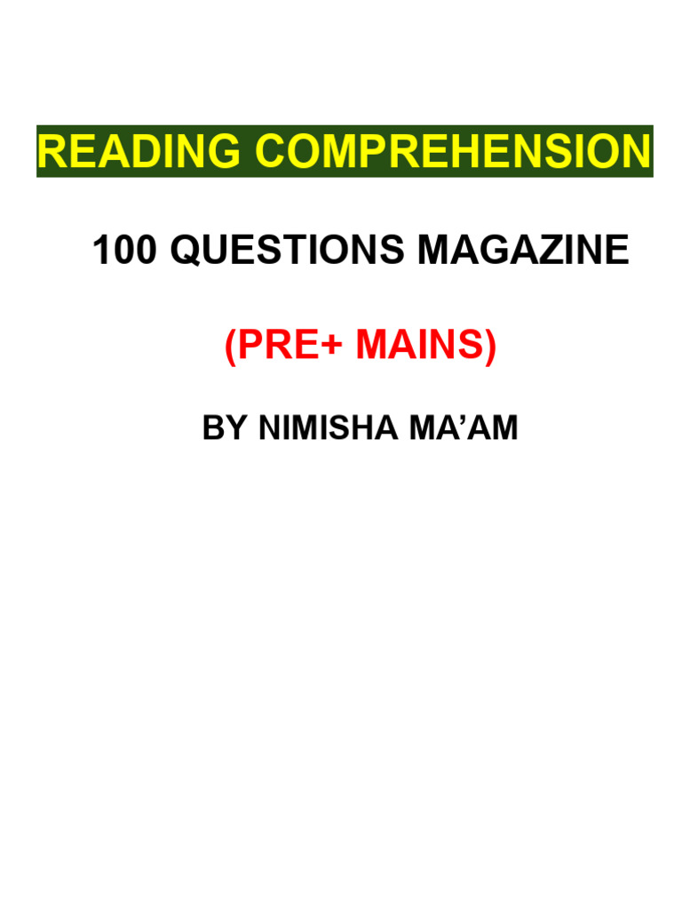 100 Questions Reading Comprehension Magazine (2026) | PDF | Volcano ...