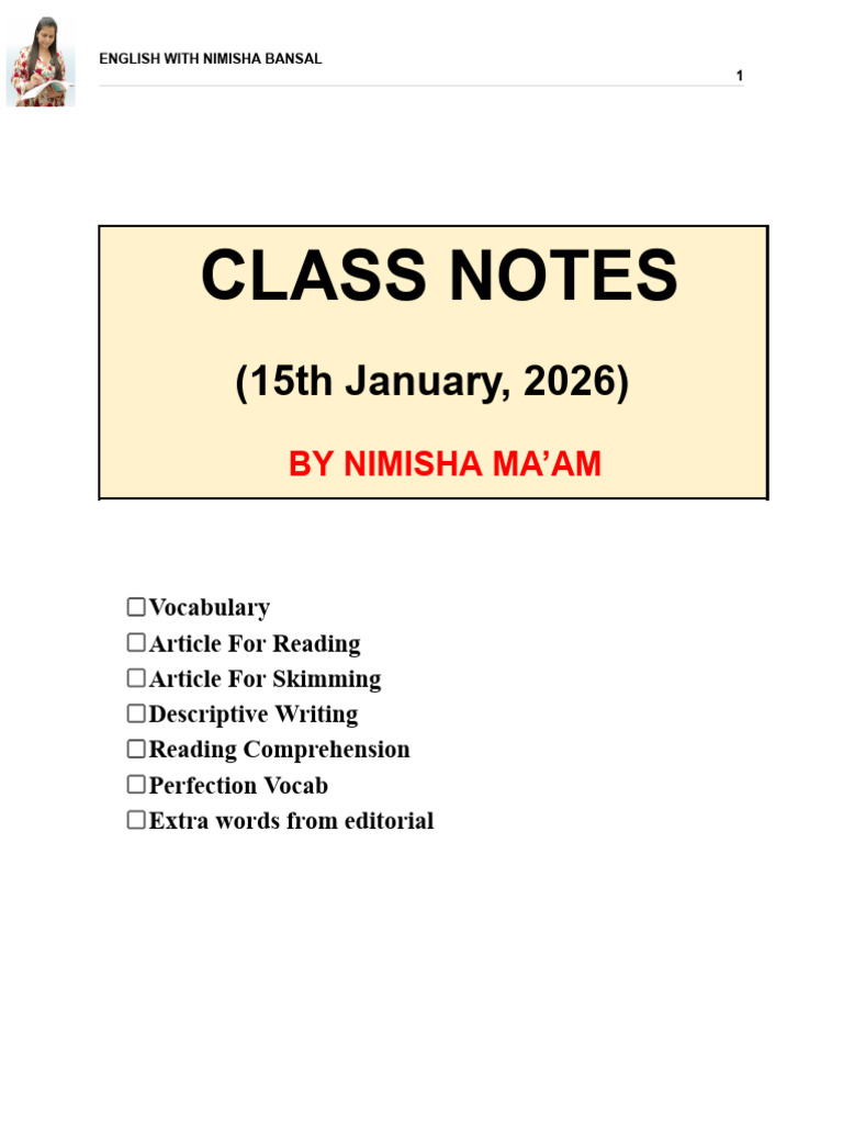 English Class Notes: Vocabulary & Articles | PDF | Consumer Price Index ...