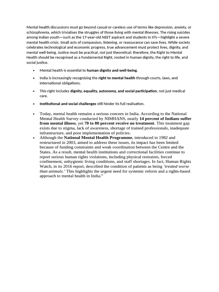 Mental Health is a Subject We Often Speak About | PDF