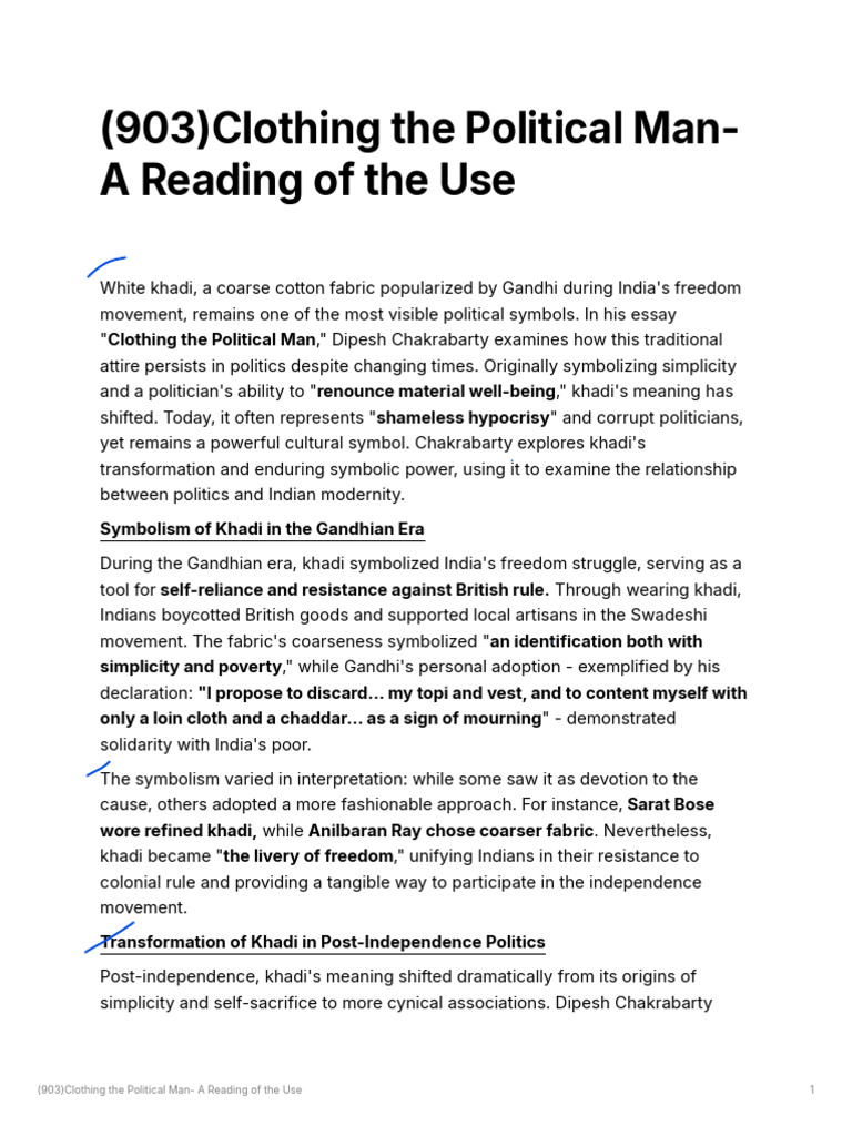 Clothing The Political Man - A Reading of The Use | PDF | Mahatma Gandhi