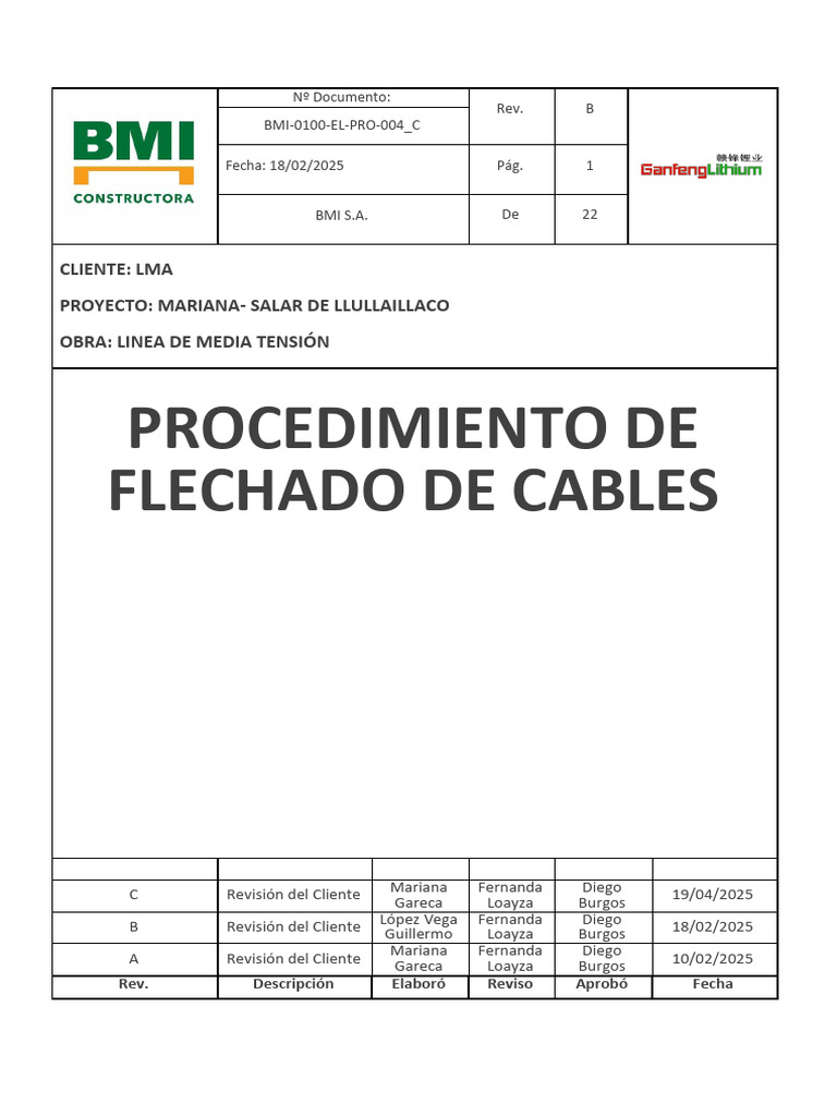 BMI-0100-CI-PRO-004_C flechado de cables | PDF