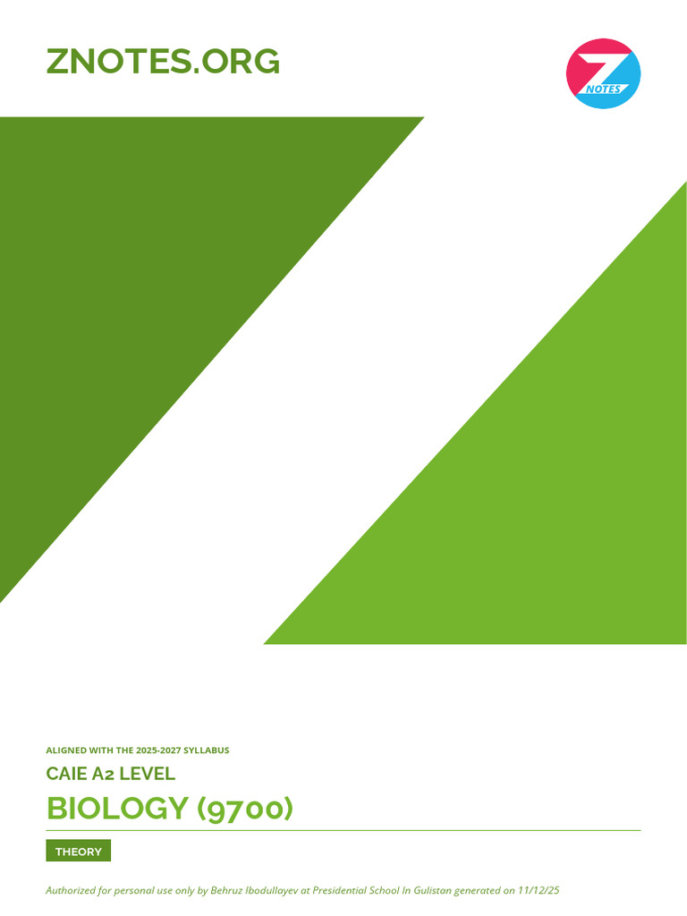 CAIE - A2 Level - Biology-2 | PDF | Adenosine Triphosphate | Cellular ...