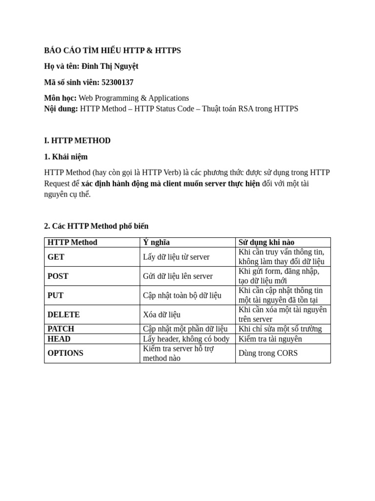Báo Cáo Tìm Hiểu Http | PDF