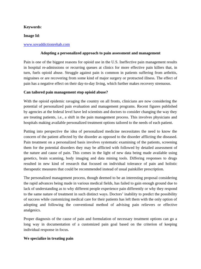 Adopting a Personalized Approach to Pain Assessment and Management ...