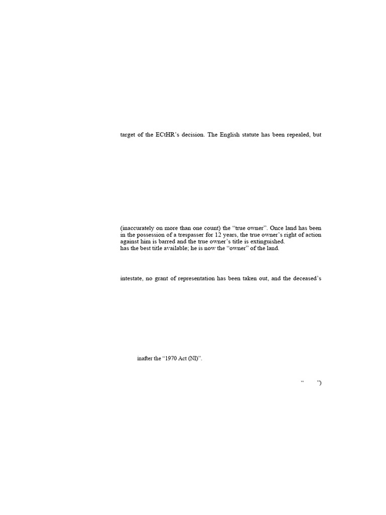 Adverse Possession Impact Post-Pye Case | PDF | Adverse Possession ...
