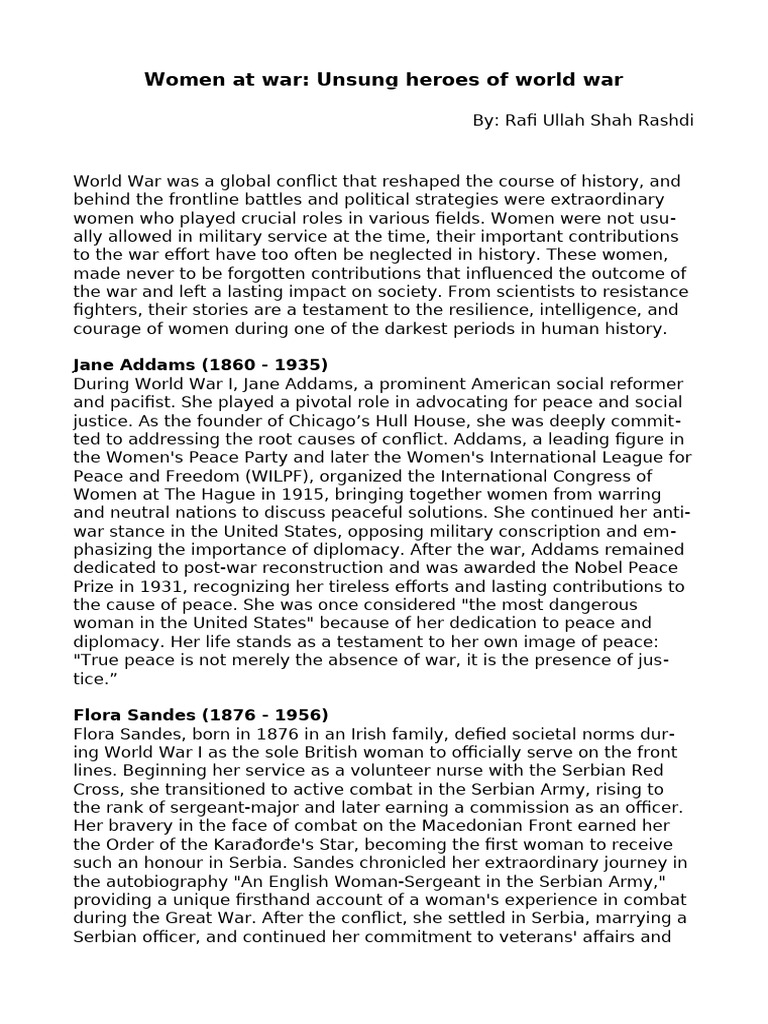 Women in World War - Let's Dialogue-Rafi | PDF