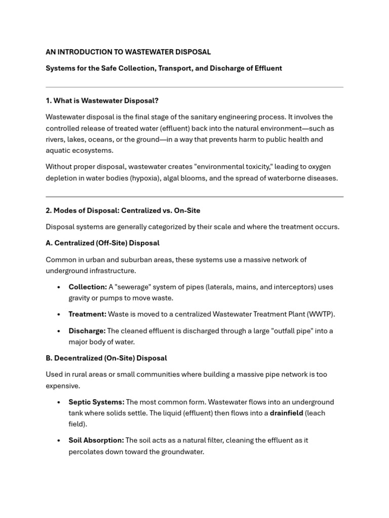 Wastewater Disposal Methods Explained | PDF