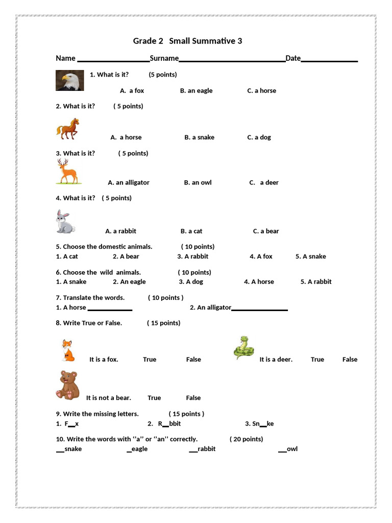 Grade 2 Sub Summative 3 | PDF