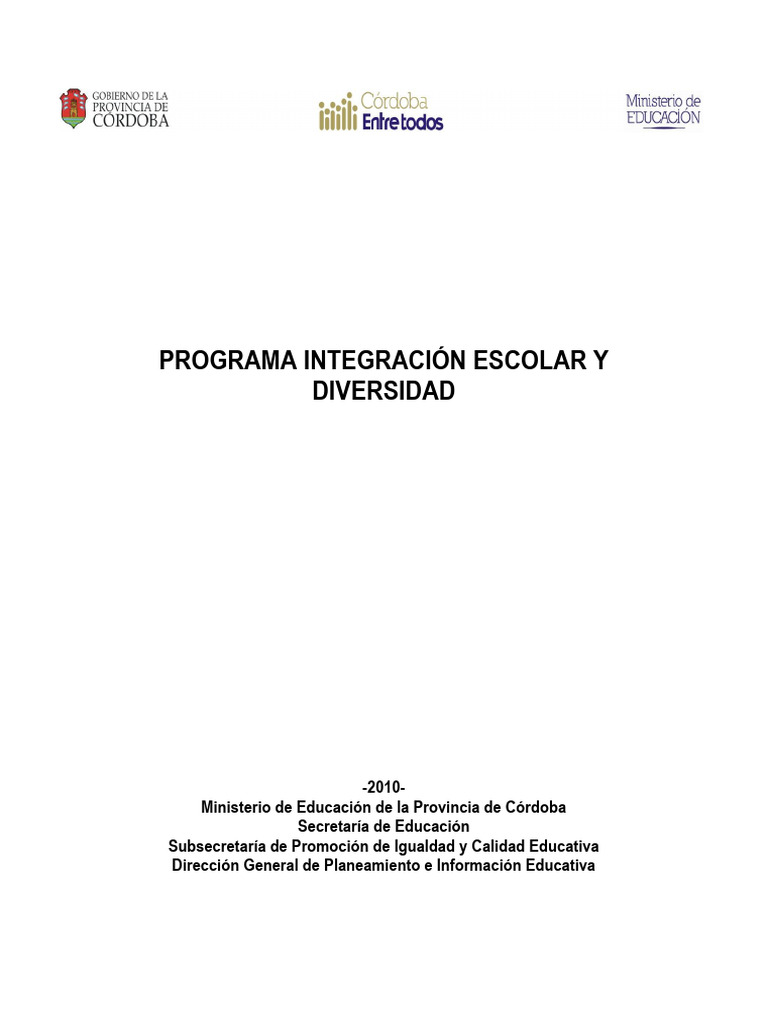 Programa Integracion Escolar y Diversidad | PDF | Inclusión (Educación ...