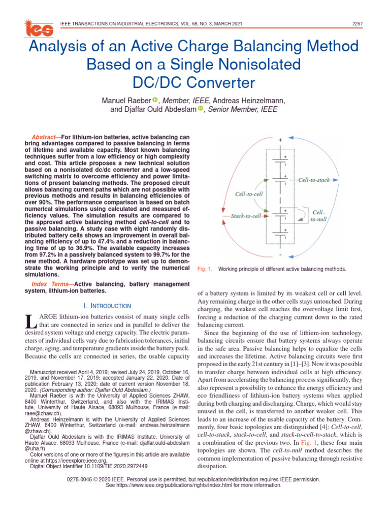 Active Charge Balancing for Batteries | PDF | Electrical Network ...