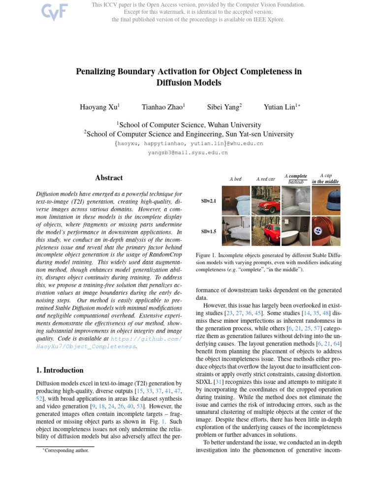 Enhancing Object Completeness in Diffusion Models | PDF