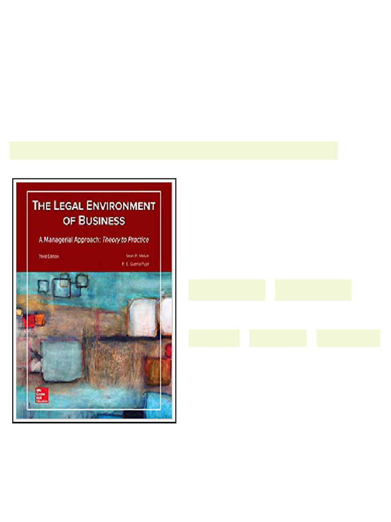 Test Bank for Legal Environment of Business, A Managerial Approach ...