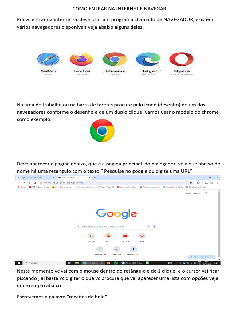 Como Entrar Na Internet e Navegar | PDF