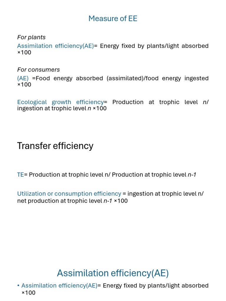 Trophic Efficiency and Energy Transfer Calculations | PDF | Food Web ...
