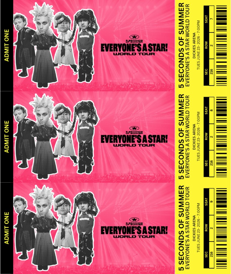 Copy of 5SOS - Everyone's a Star - Editable Concert Ticket | PDF