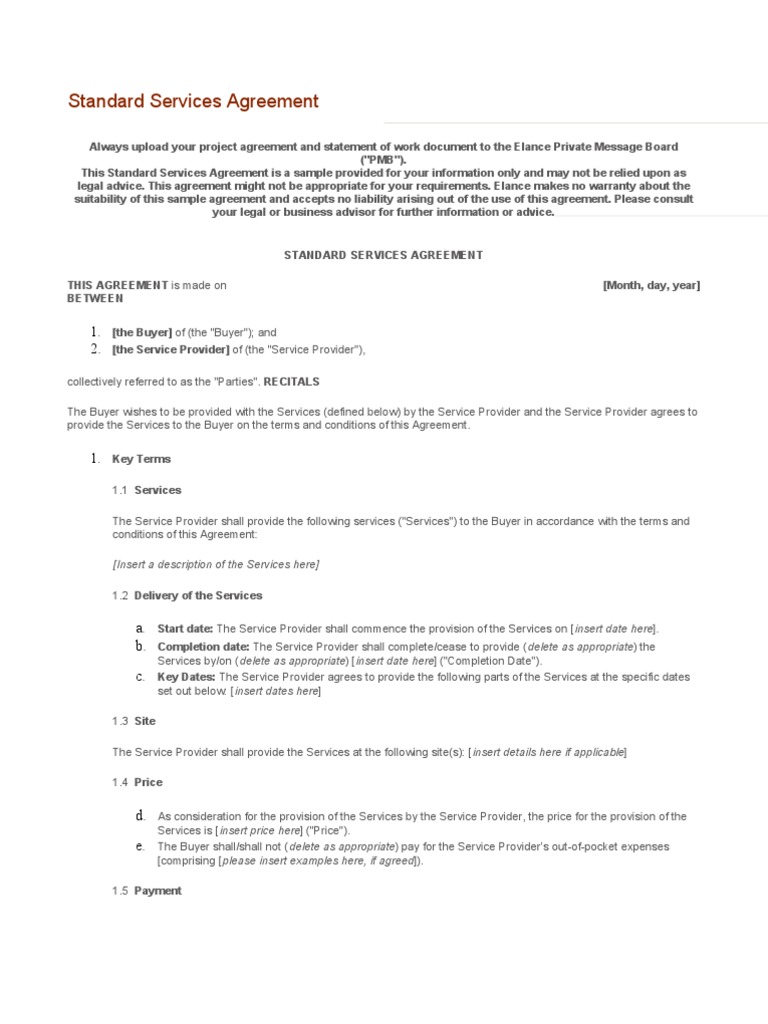 Standard Services Agreement Template | PDF
