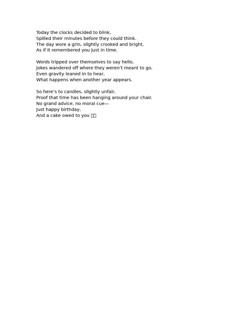 Whimsical Birthday Poem Celebration | PDF